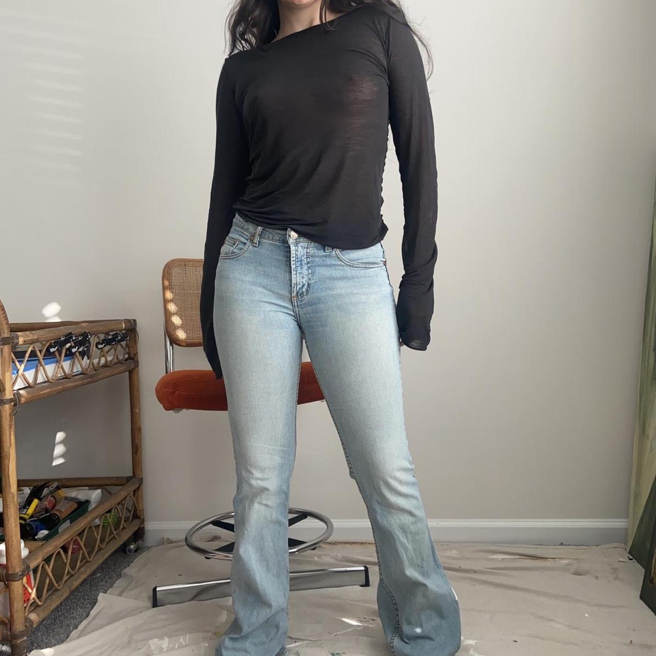 Vintage 90s low rise flared jeans by Paris Blues.... - Depop