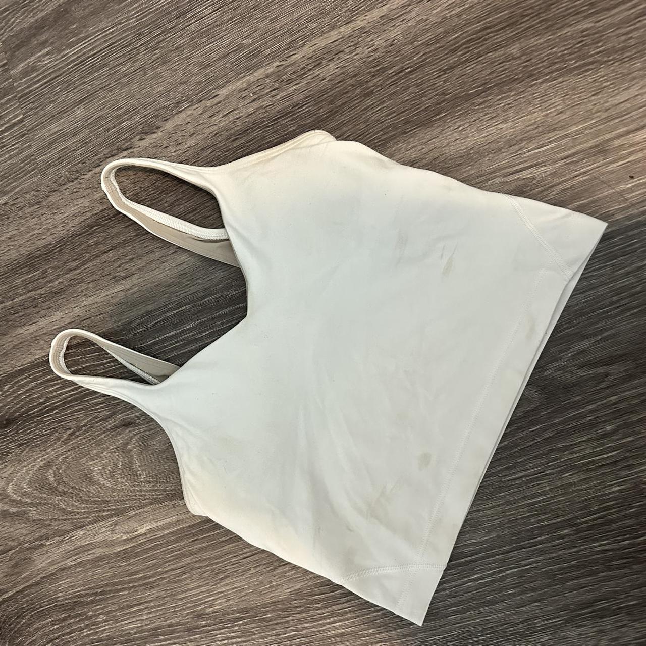 LULU white align tank size 2 slight staining (pics... - Depop