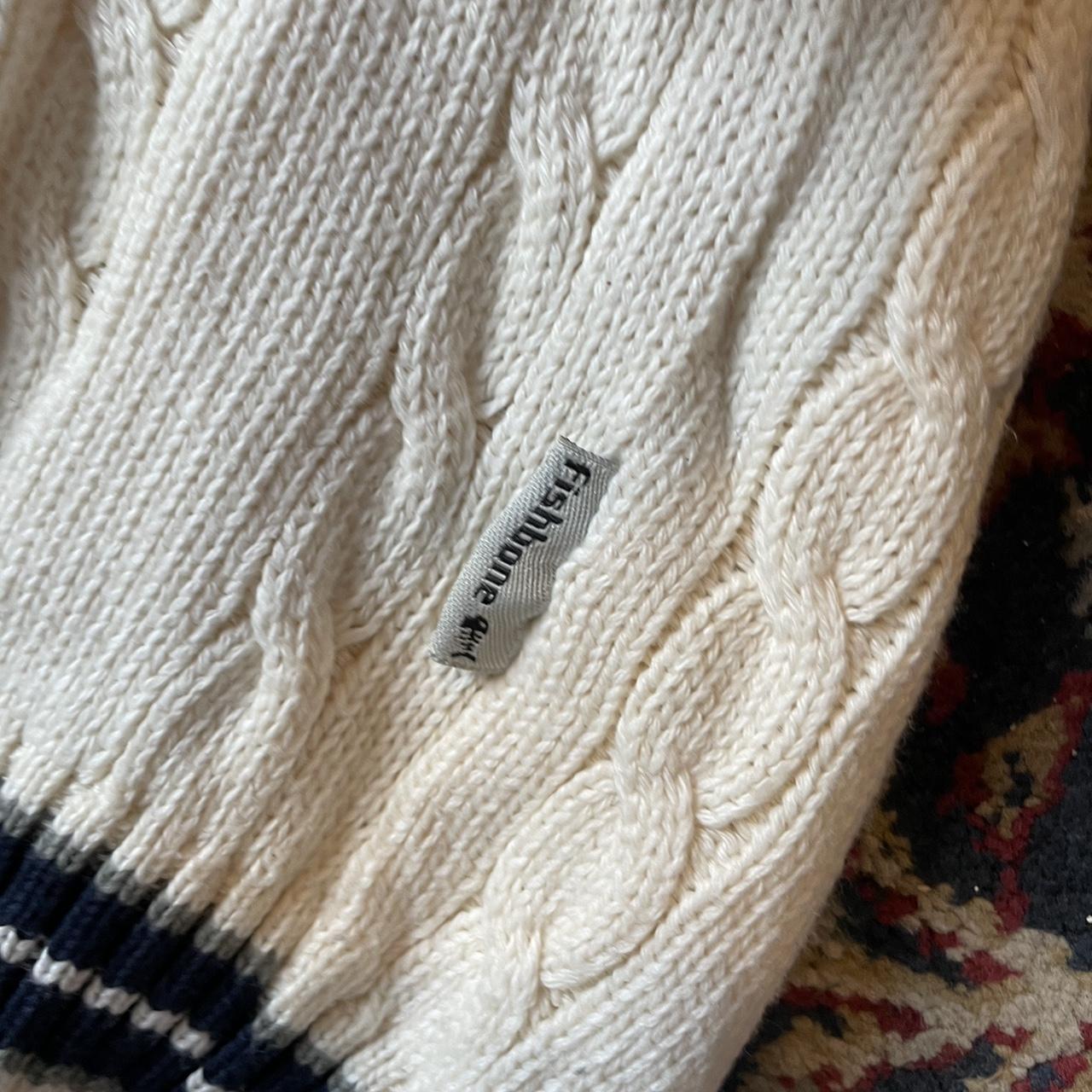 90s Fishbone cableknit cricket knitwear jumper... - Depop