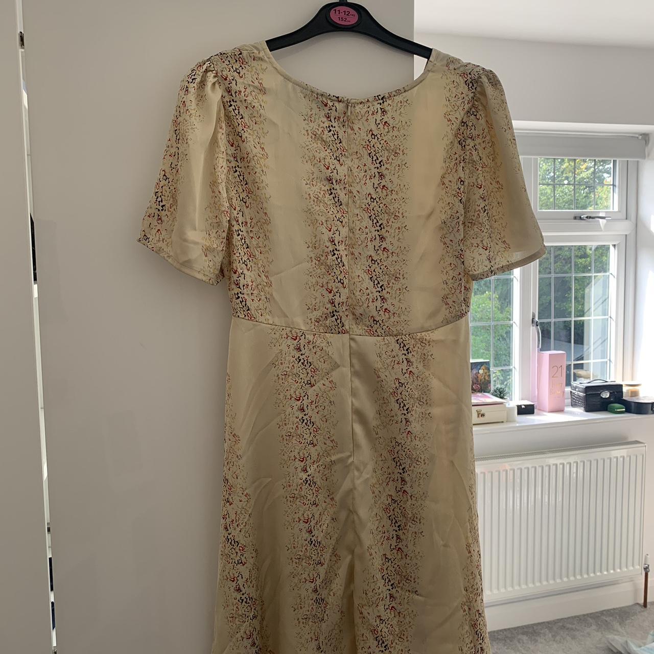 Gold satin mini dress from reclaimed vintage Size uk 8 - Depop