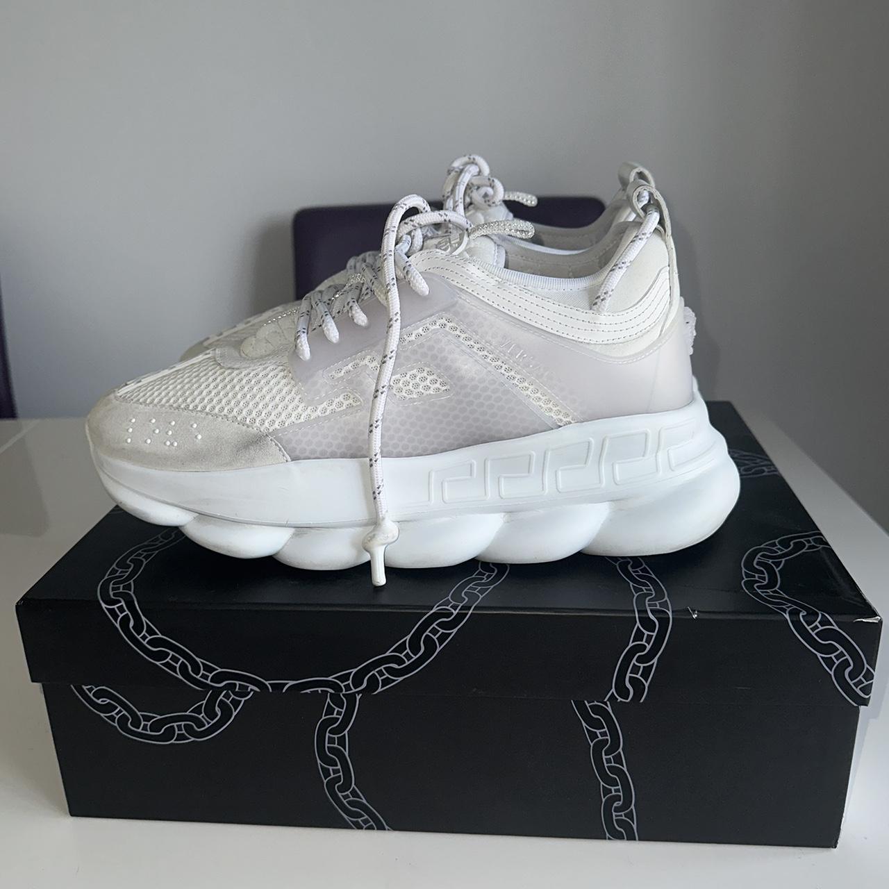 White Versace Chain Reaction Uk size 10 but fit... - Depop