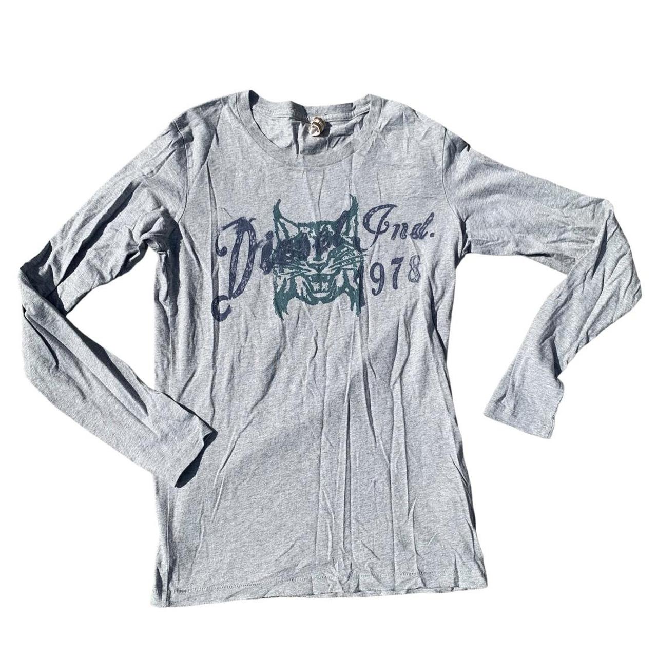 diesel grey long sleeve top great condition graphic... - Depop