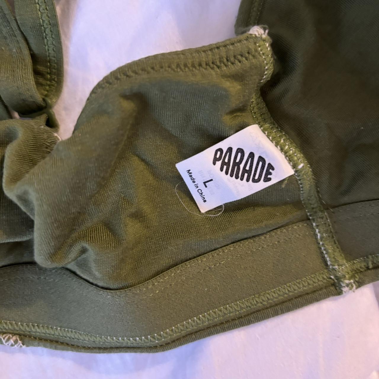 Parade retro green and white bralette size large. I... - Depop