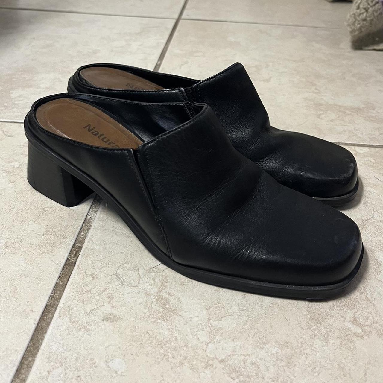 Black 90s leather mule - Depop
