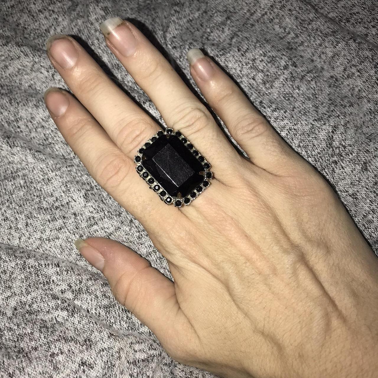Feel like Elvira with this big black gem stone ring!... - Depop