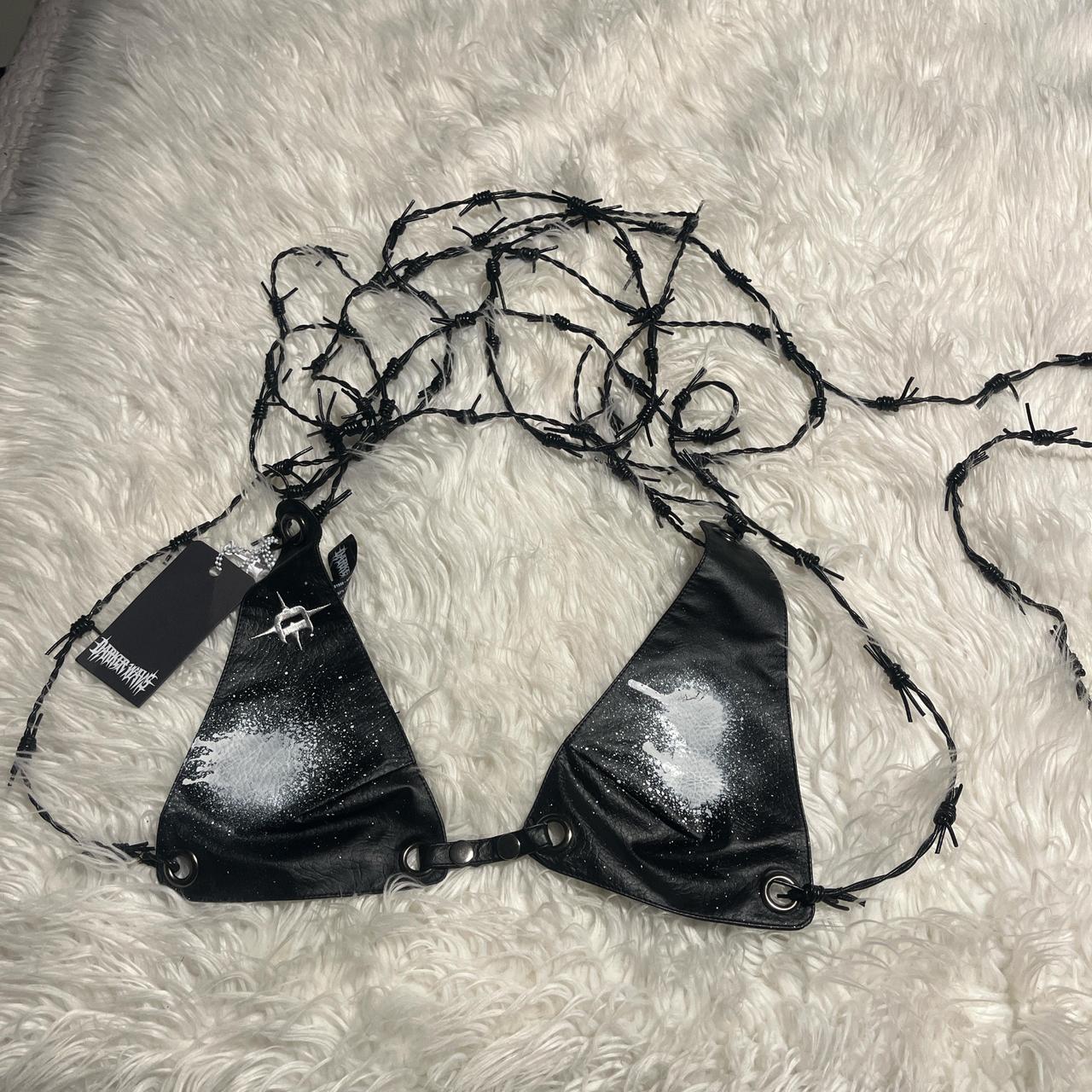 DARKER WAVS Distortion Barbed Wire Bra Top has a... - Depop