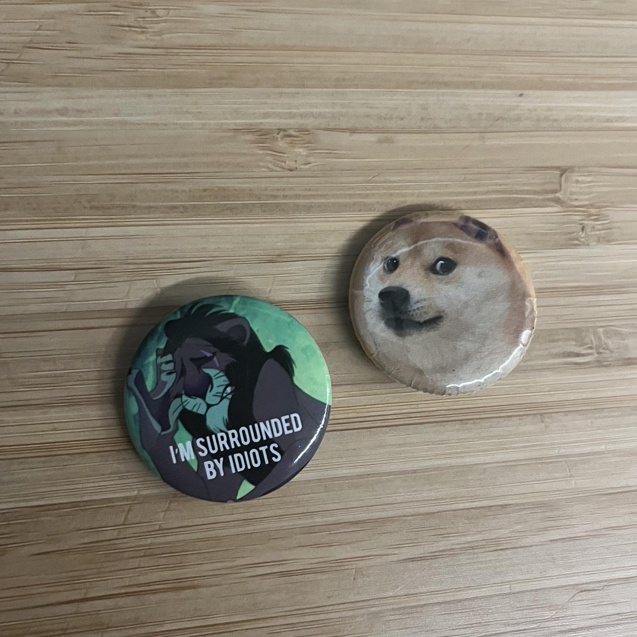 Set of two pins Doge and Scar from Lion King “I’m... - Depop