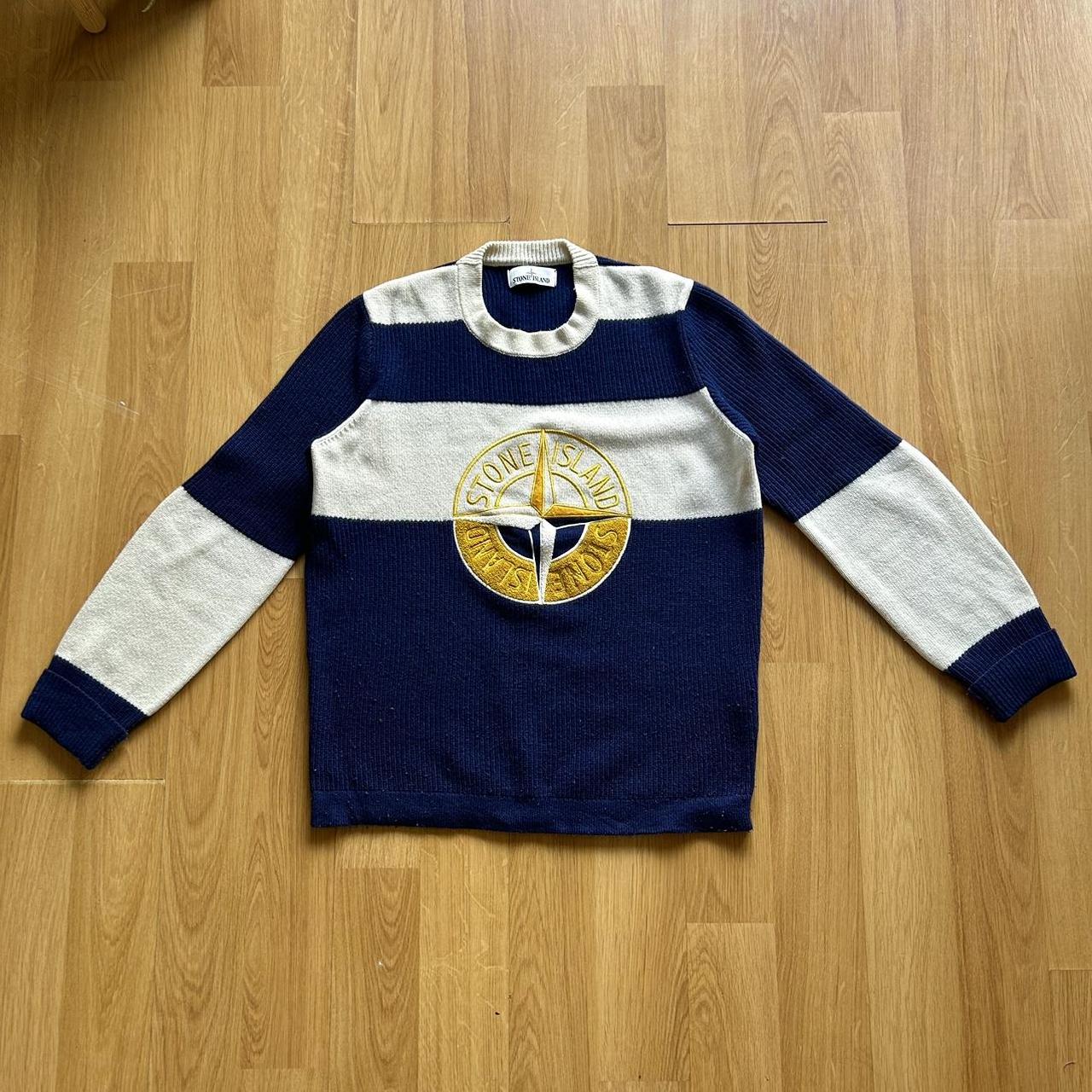 Stone Island Two Tone Embroidered Compass Knit Size... - Depop