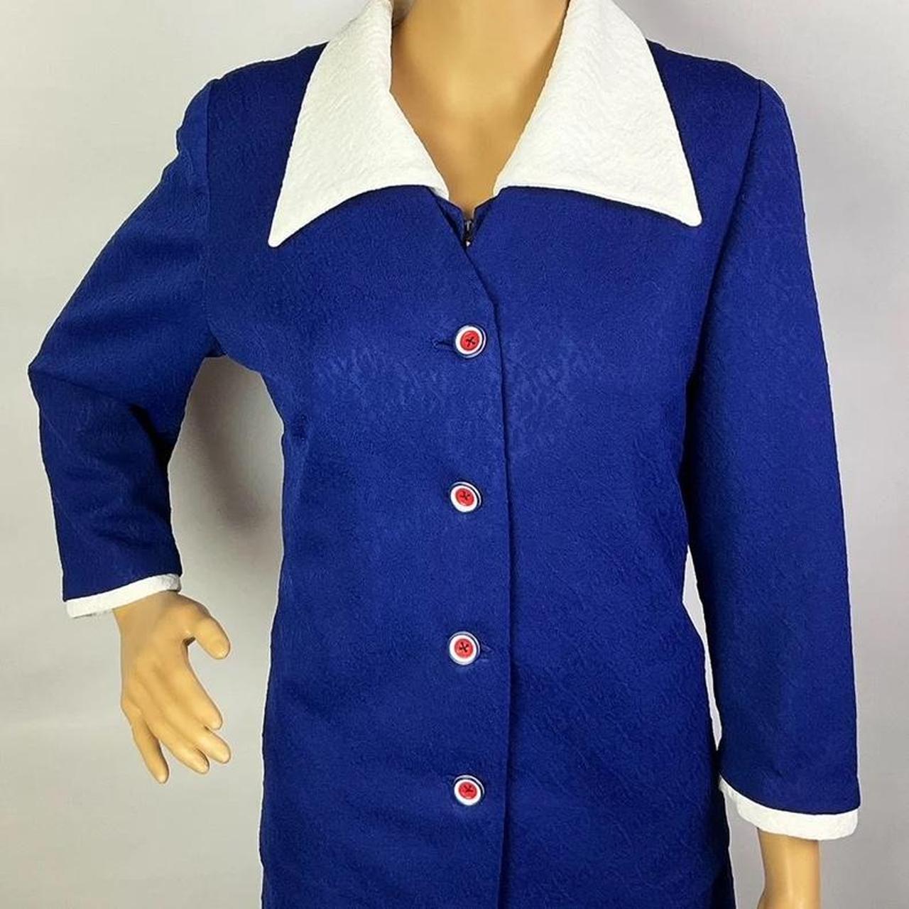 vintage 1960s Mod suit set. Navy blue floral design... - Depop