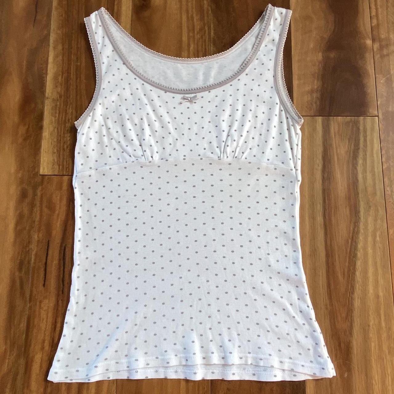 vintage 2000s polka dot tank top with bow detailing ... - Depop