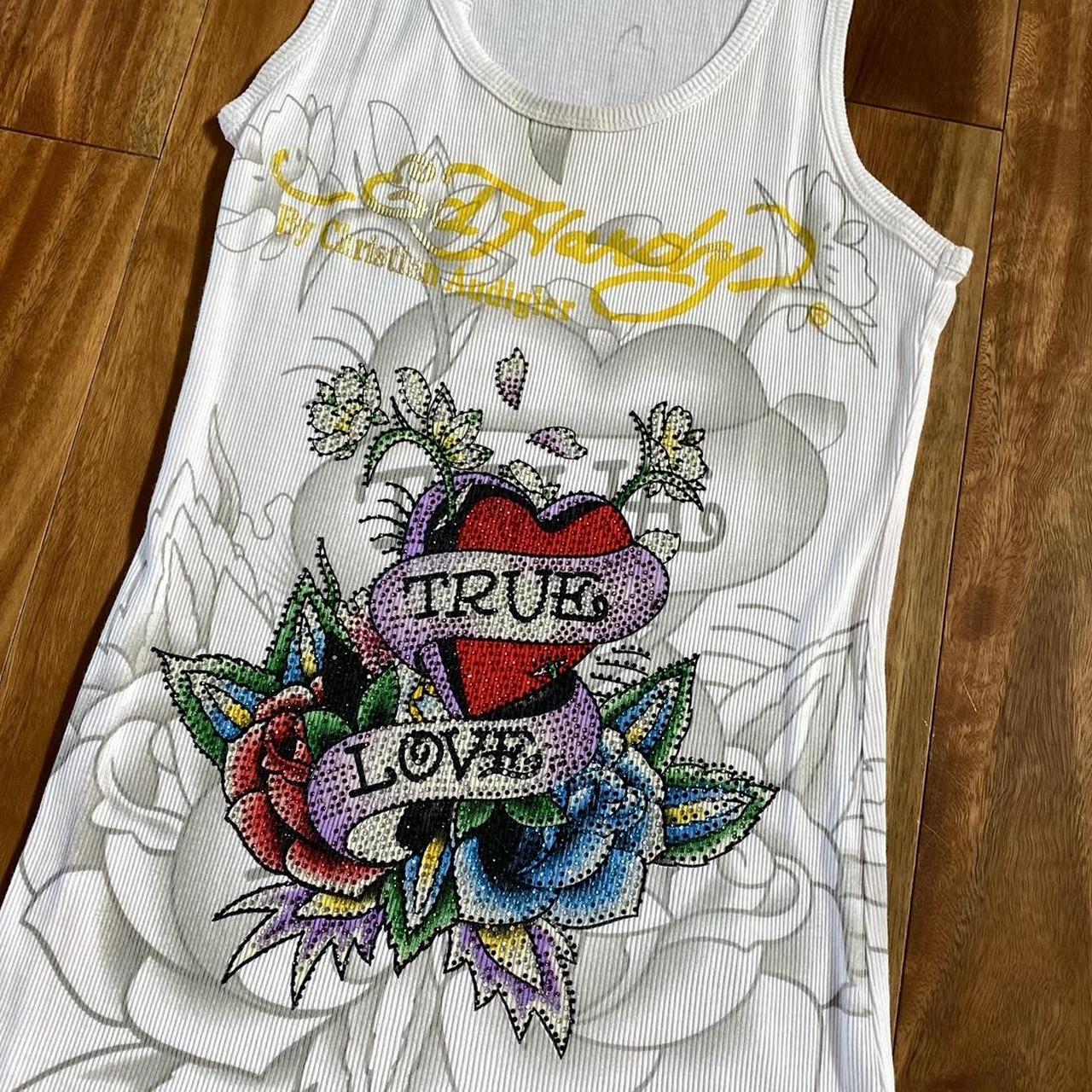 vintage 2000s Ed hardy graphic tank top with... - Depop