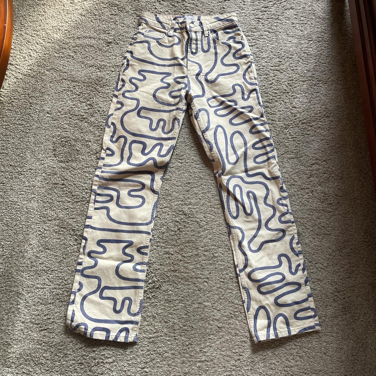 Zara Abstract Jeans Worn Once - Depop