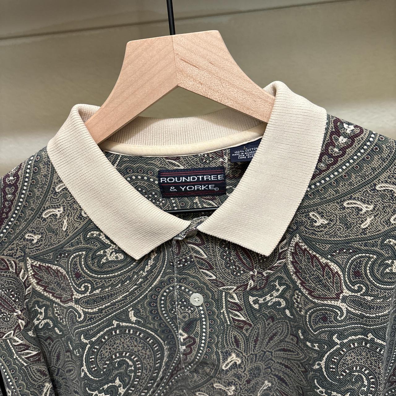 Grey/green paisley Roundtree & Yorke polo shirt | Depop