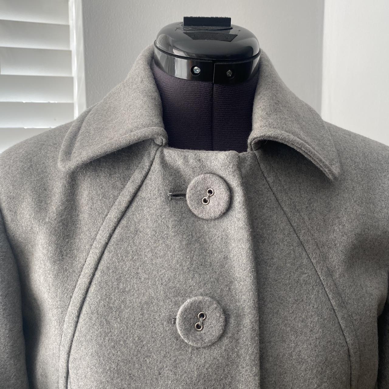 Gorgeous grey wool coat. Beautiful front placket... - Depop