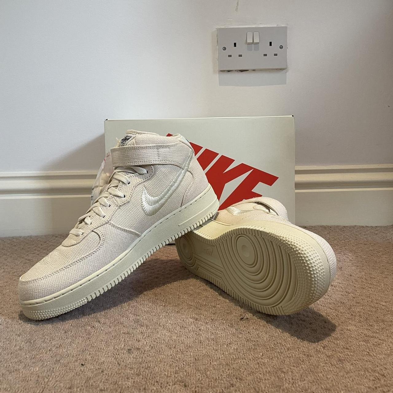 Nike X stussy air force 1 (AF1) mid, Hemp, UK10, now... - Depop