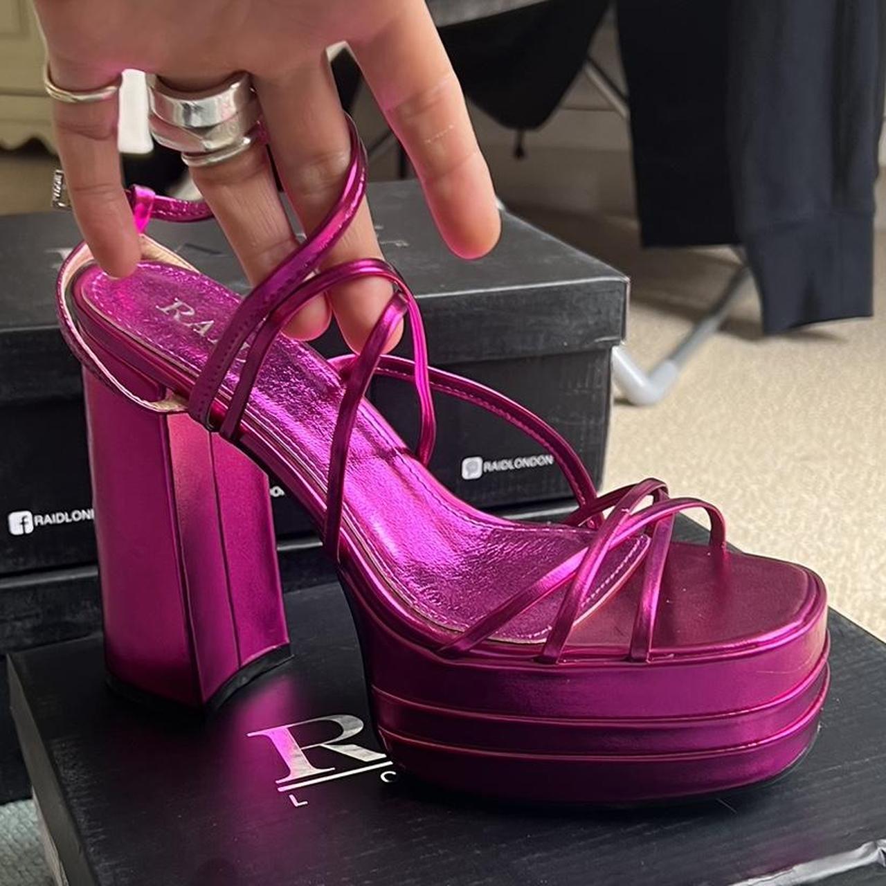 Metallic Pink Raid Platform Heels Size 6 Brand... - Depop