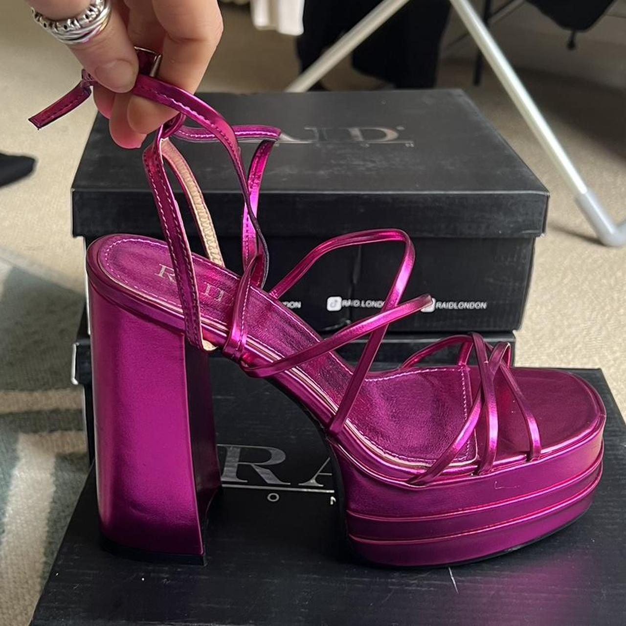 Metallic Pink Raid Platform Heels Size 6 Brand... - Depop