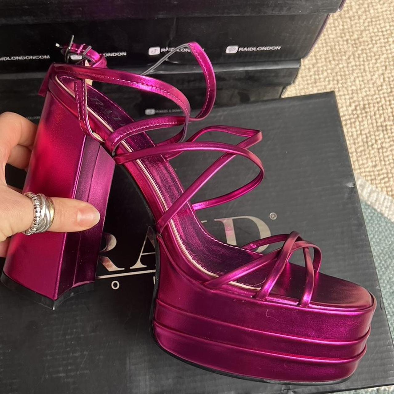 Metallic Pink Raid Platform Heels Size 6 Brand... - Depop