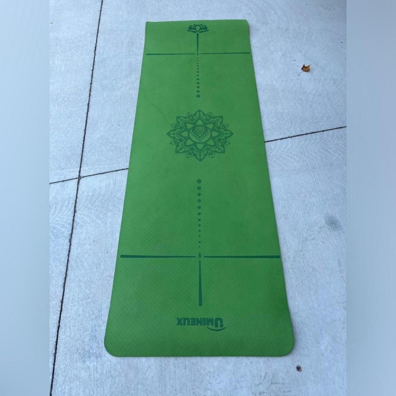 72x24 Green and grey yoga mat with non-slip surface... - Depop