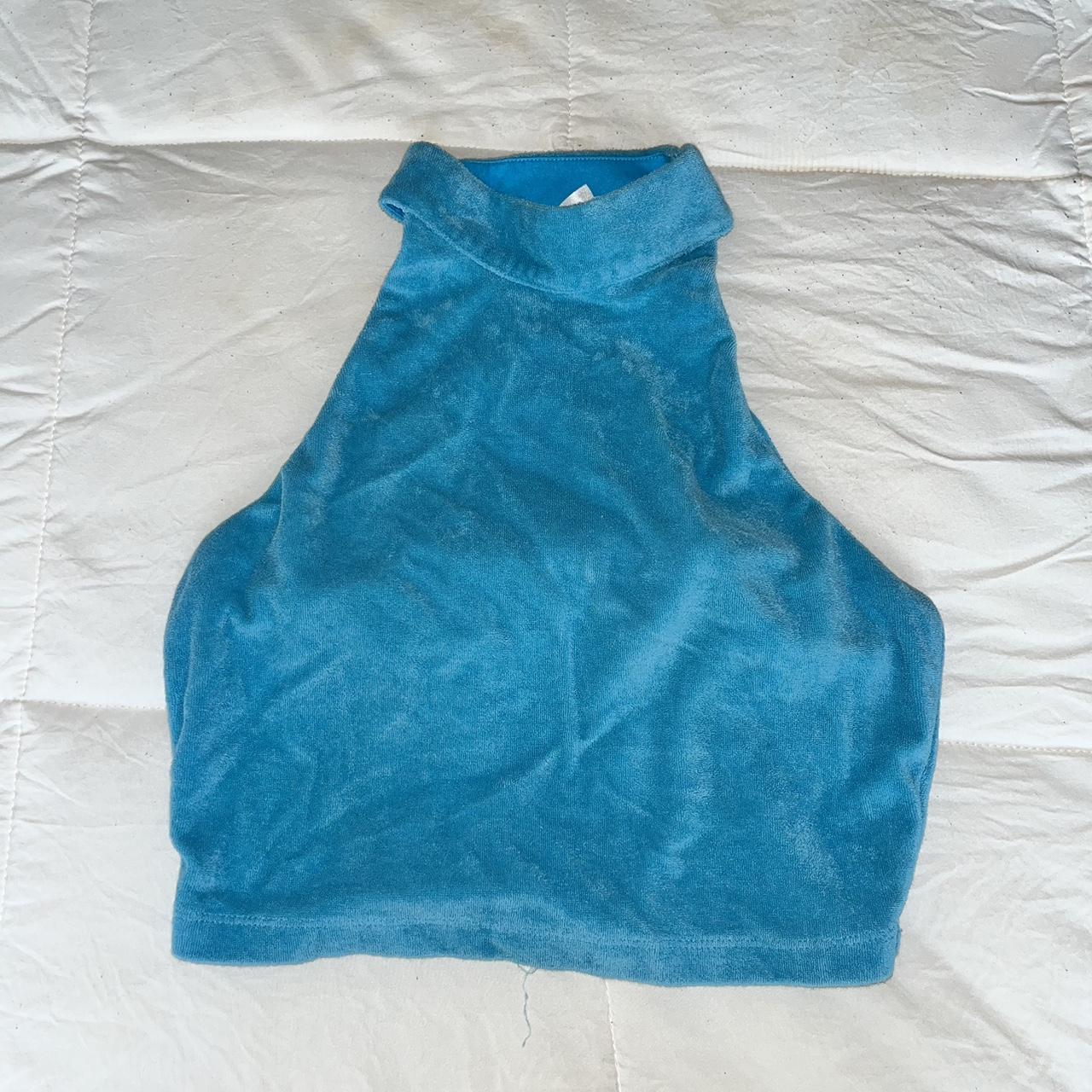 Fabletics light blue terry cloth high neck top. So... - Depop