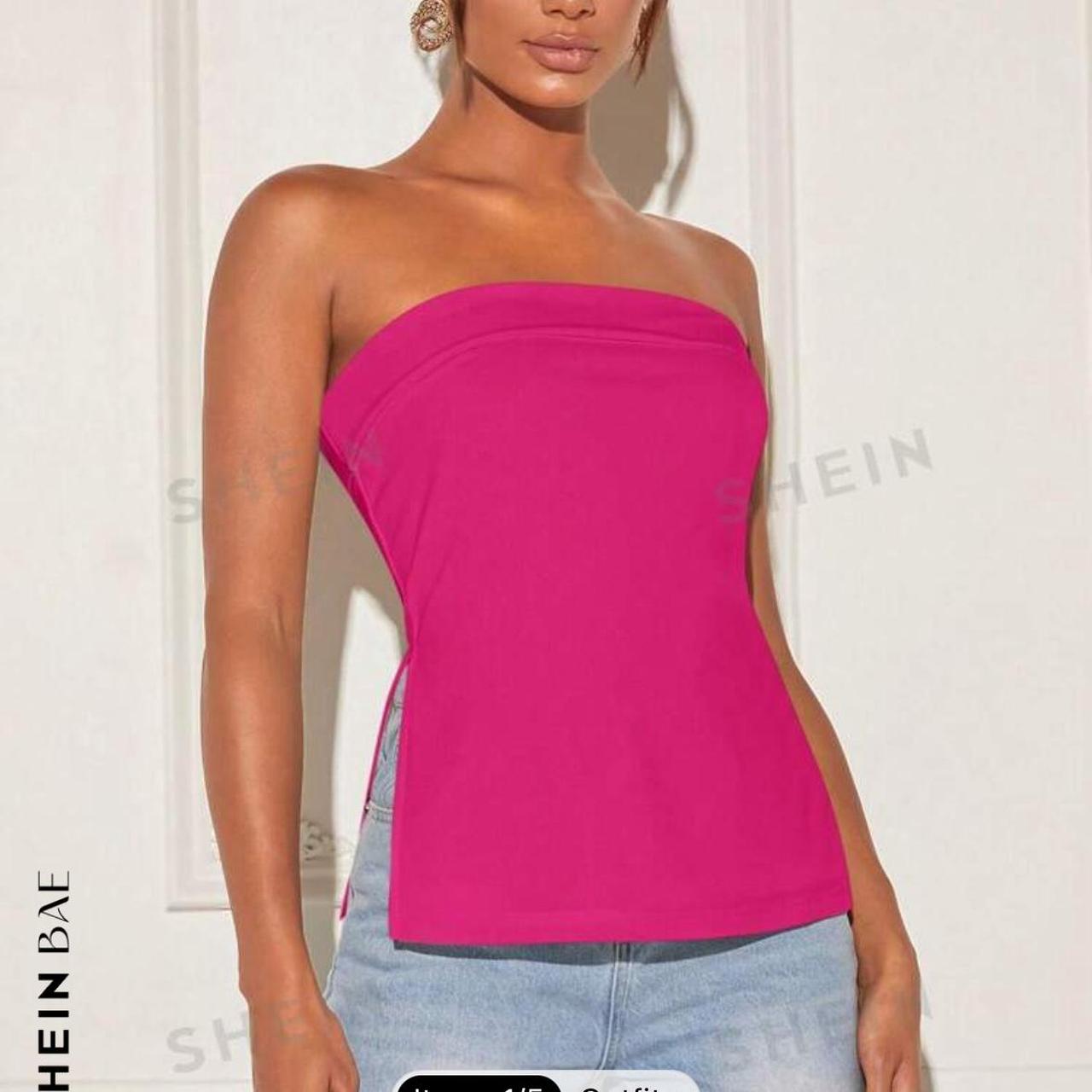 Shein side split top strapless never worn - Depop