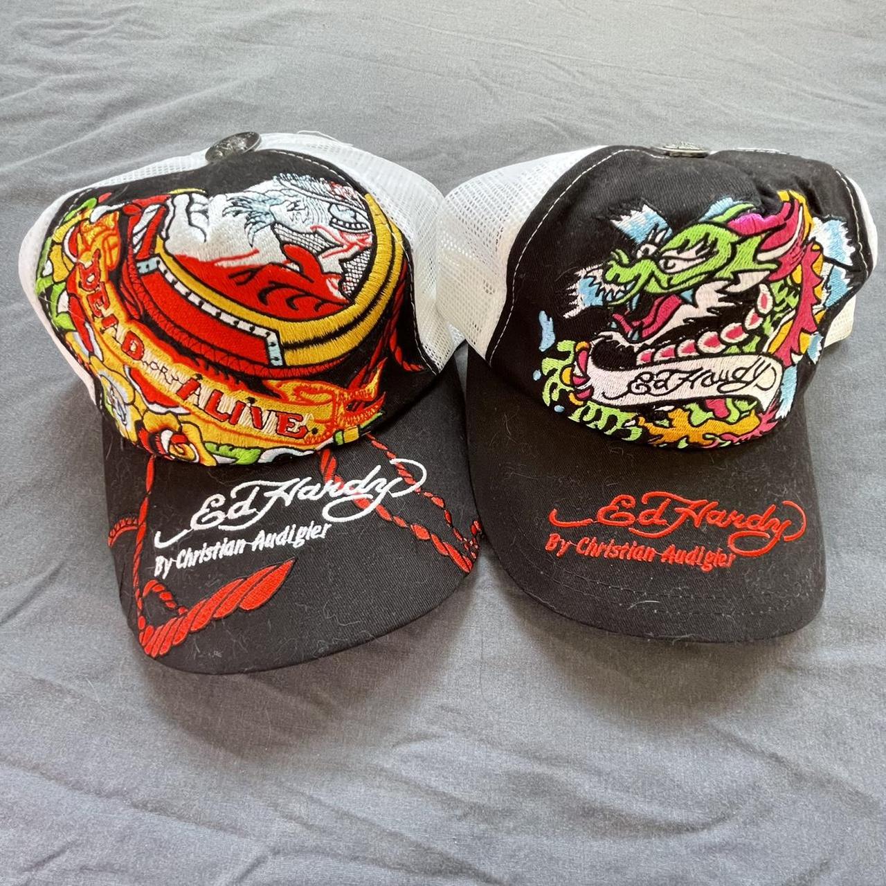 set of ed hardy trucker hats 💖 if you’d like to but... - Depop