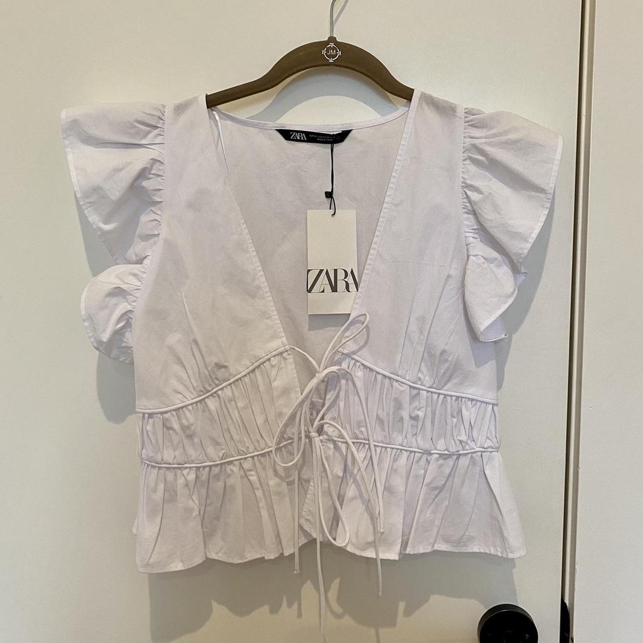 Zara front tie ruffle sleeve blouse - size XS The... - Depop