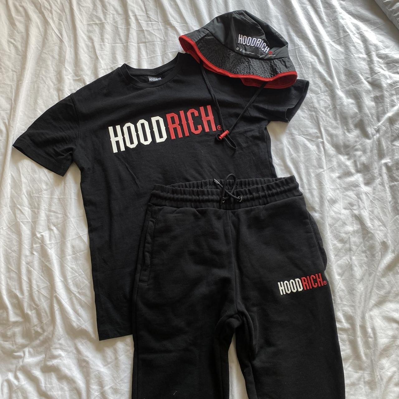 hoodrich t-shirt & tracksuit 🚷 red and white... - Depop