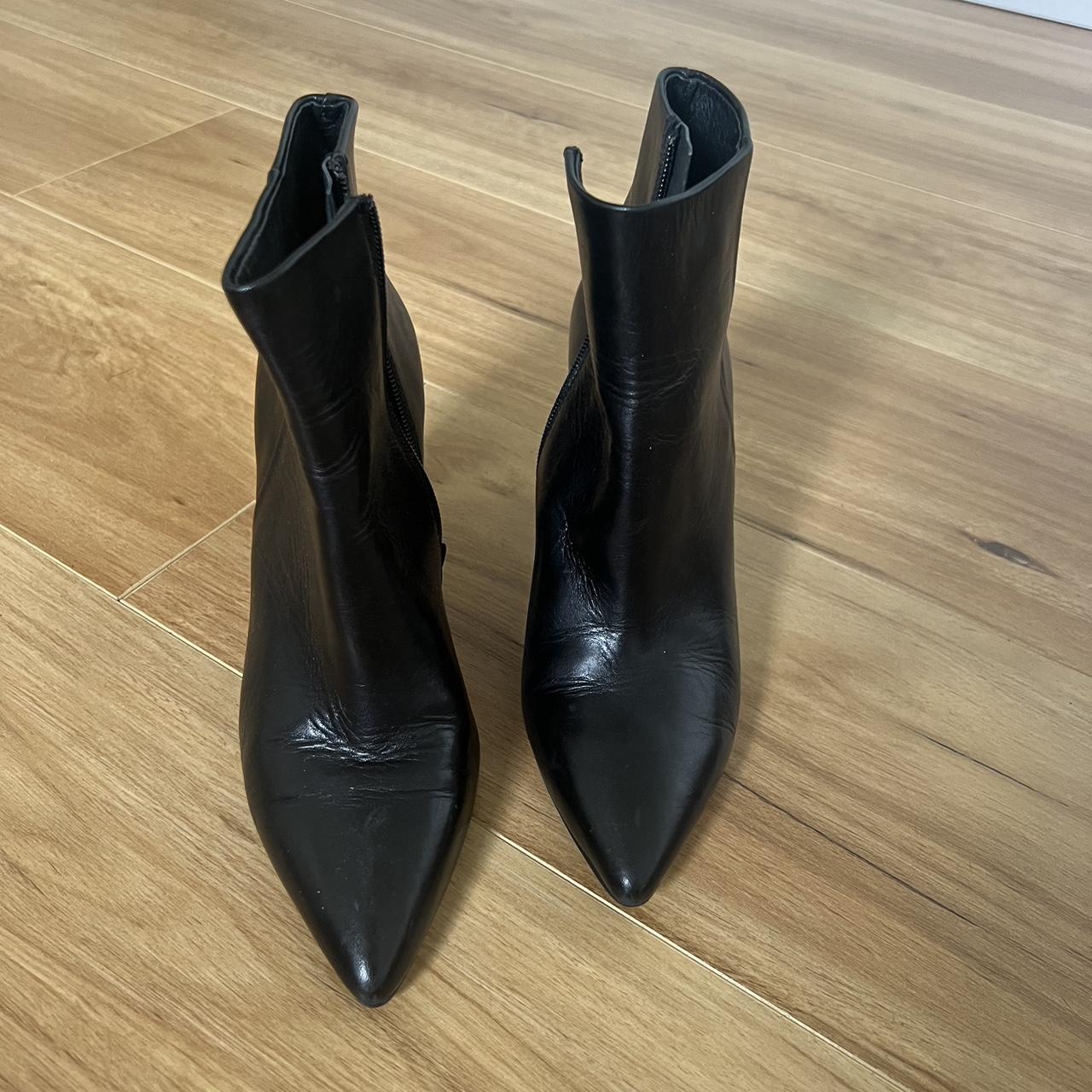 Wittner Leather Black Block Heel Ankle Boots RRP... | Depop