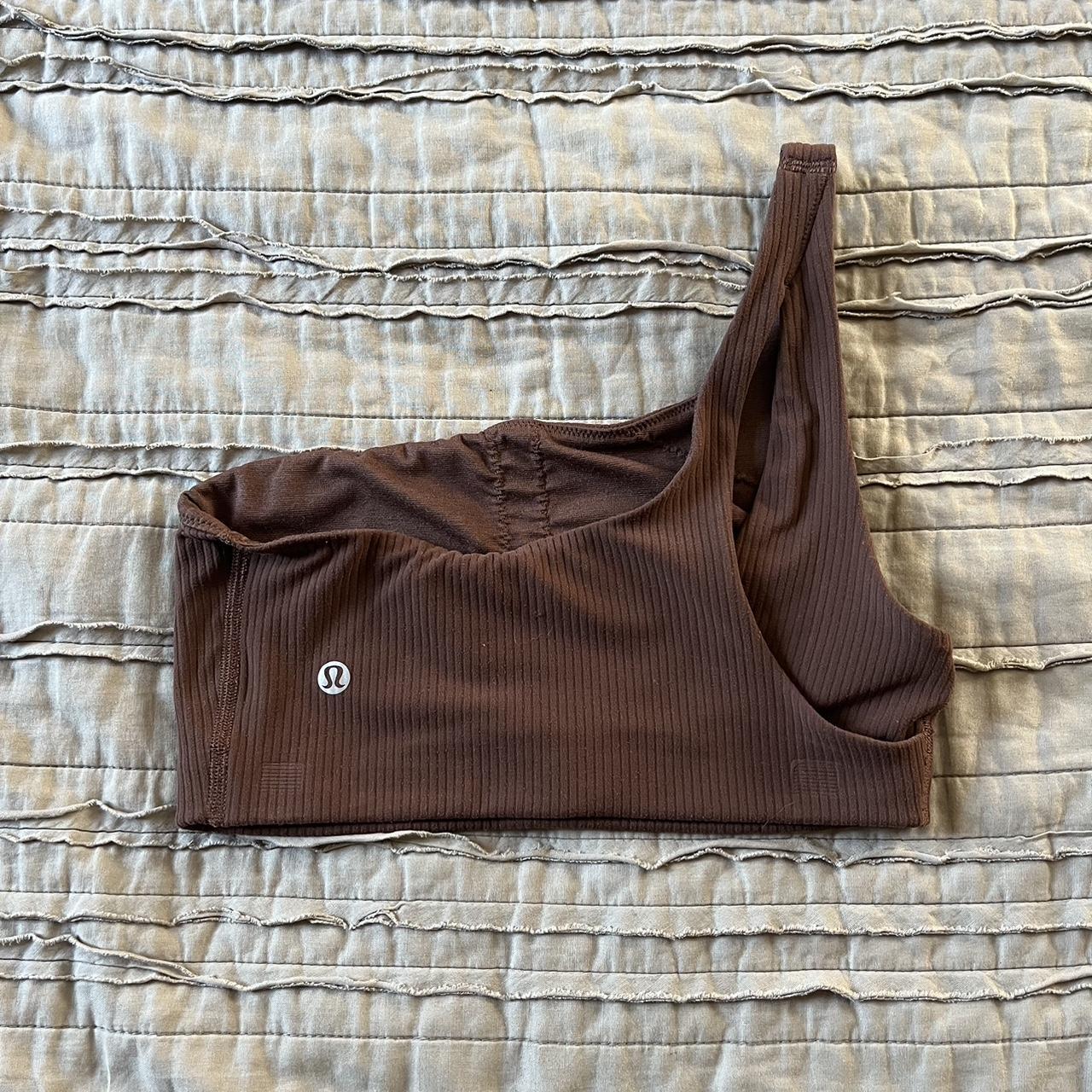 Lululemon one shoulder bra size 4 ribbed in the... - Depop