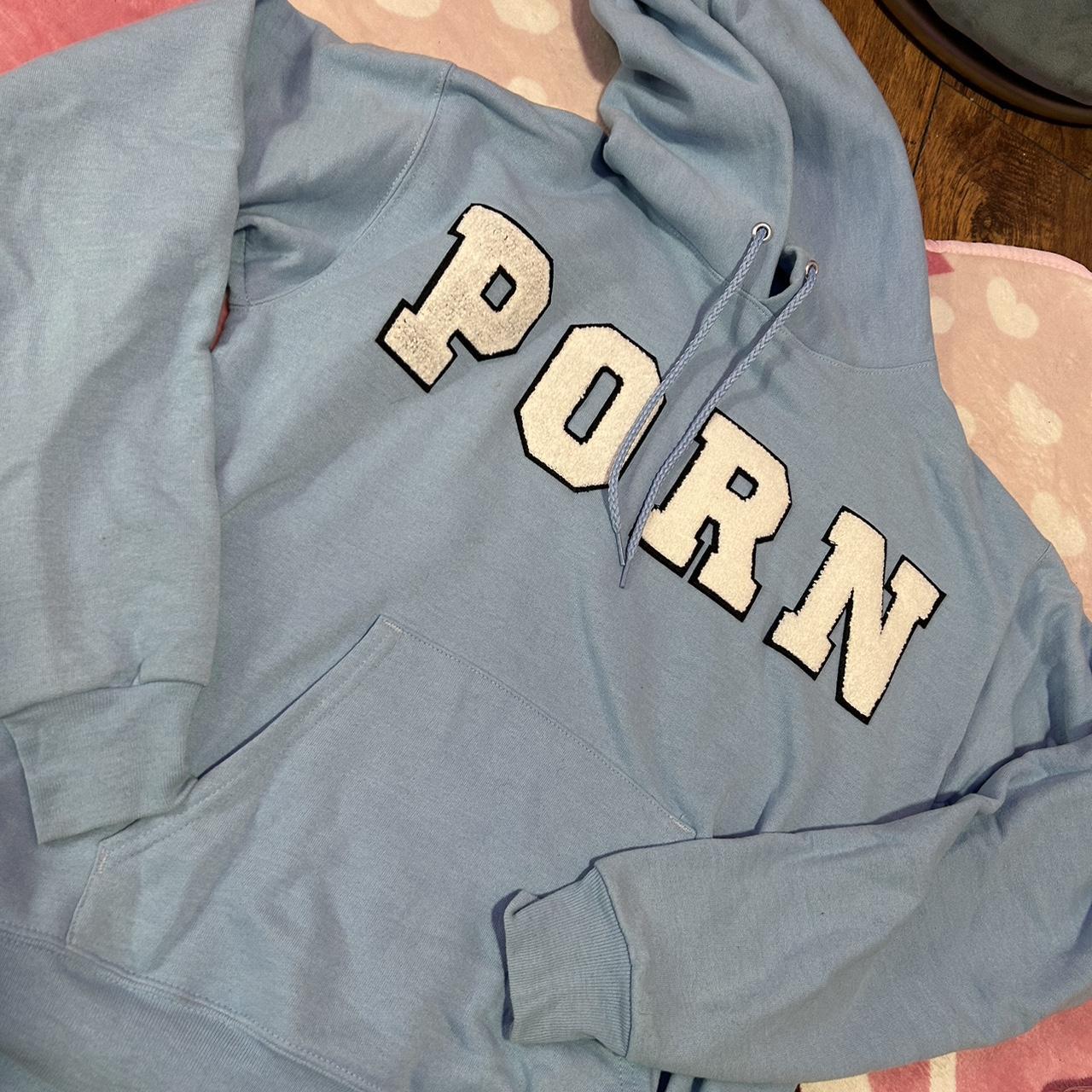 🦋 Blue Porn hoodie 🦋 Only worn once! Marked size S.... - Depop