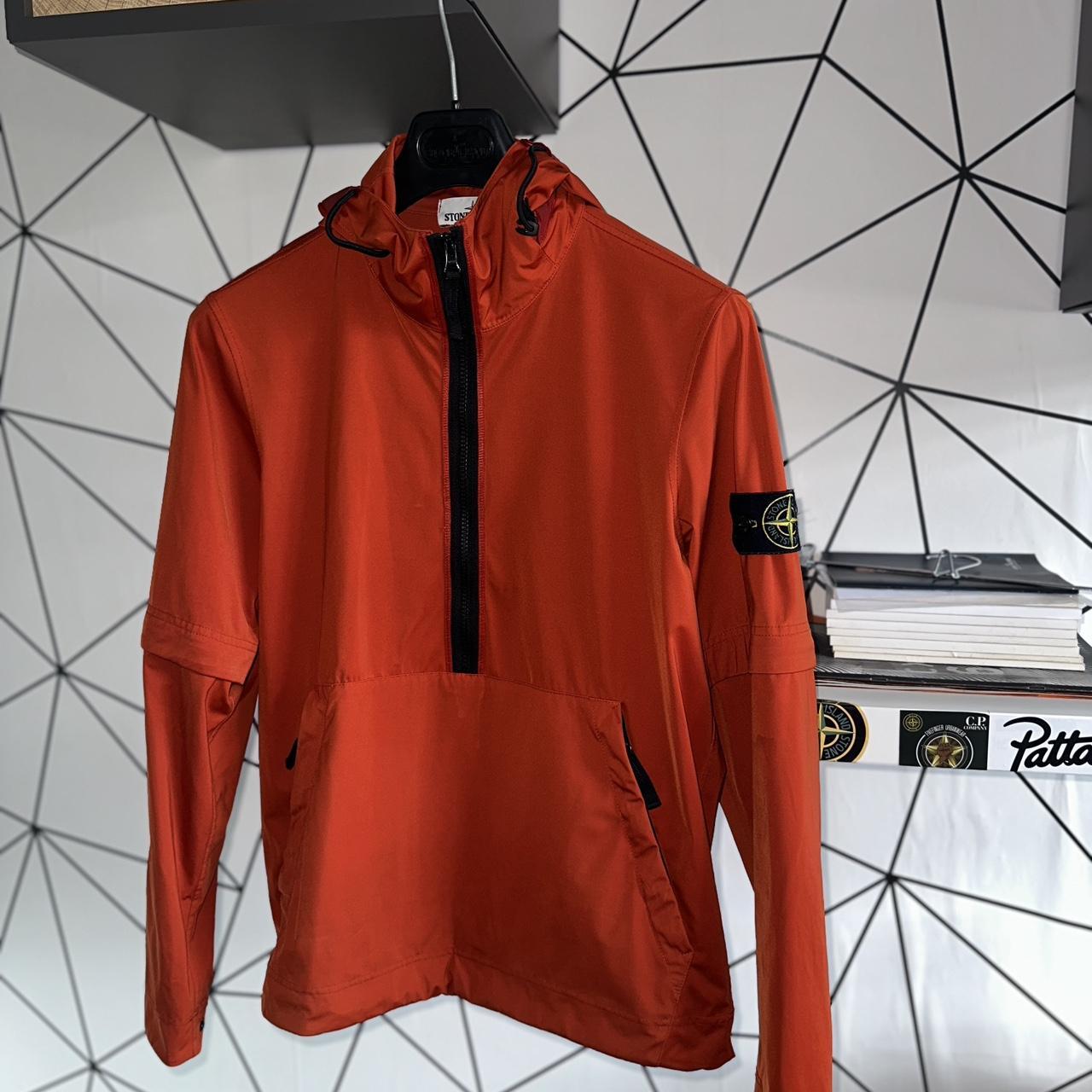 Stone island red GARMENT DYED NYLON JERSEY-R Smock... - Depop