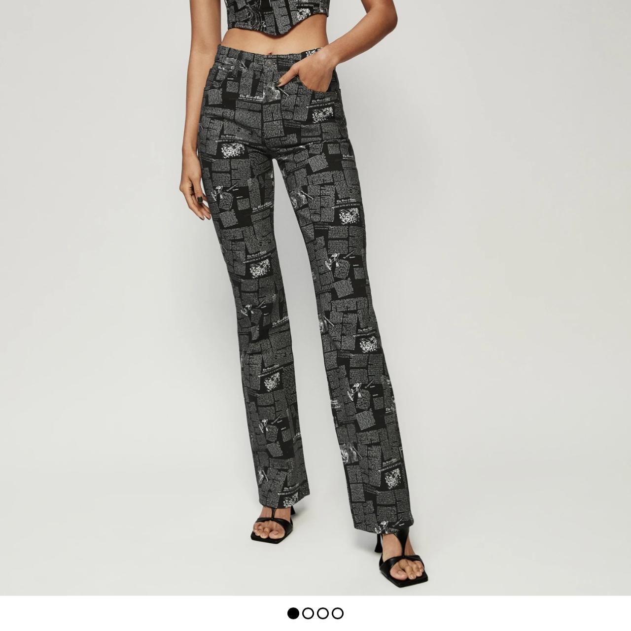 Reformation black newsprint jeans! Sold out on ref,... - Depop