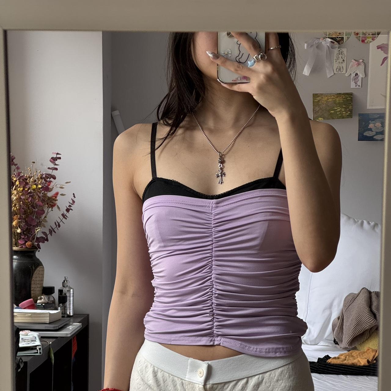 two-part top- black bralette with eyelet detailing... | Depop