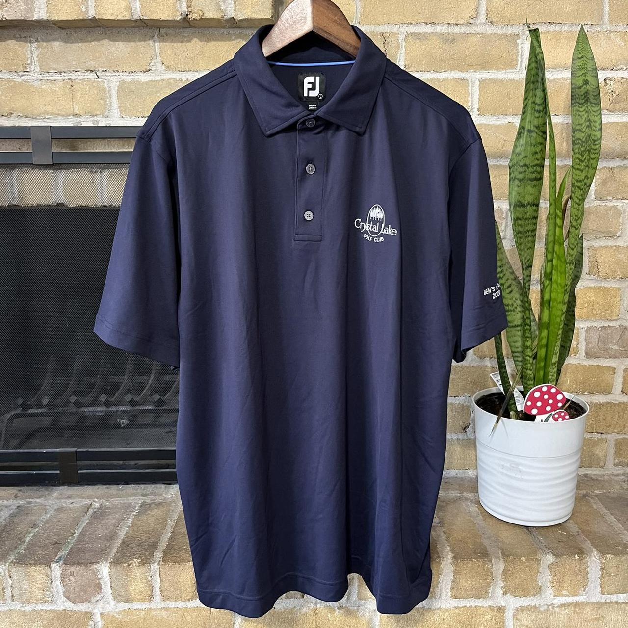 FJ FootJoy Mens Blue Golf Performance Polo Shirt... - Depop