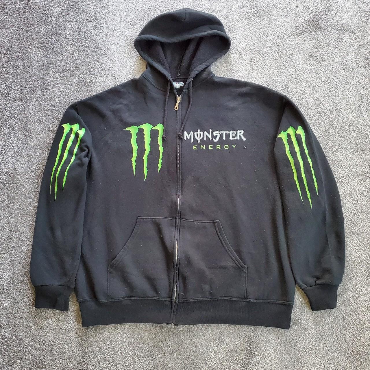 Monster energy hoodie. Faded. Zip up. Please see... - Depop