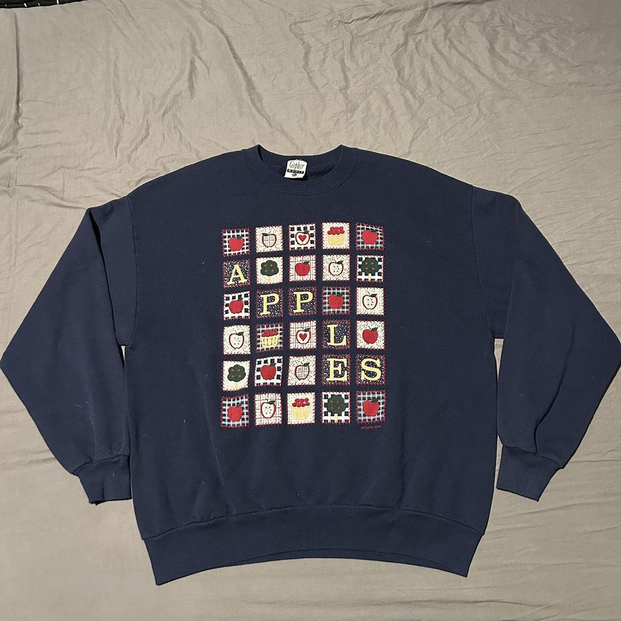 Vintage Apples Crew Neck Sweatshirt Size Large Made... - Depop