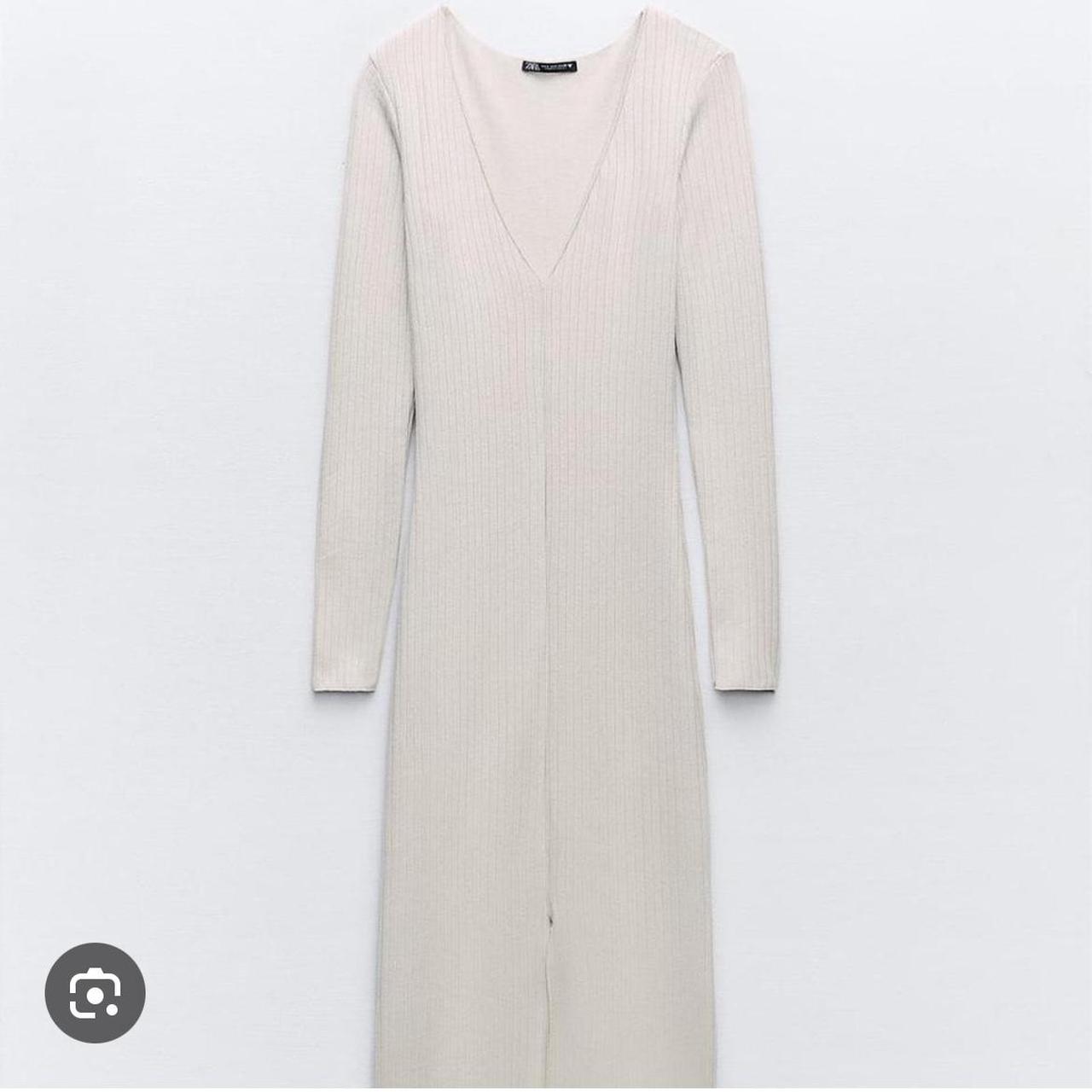 Zara Cream knit long dress with slit. Great... | Depop