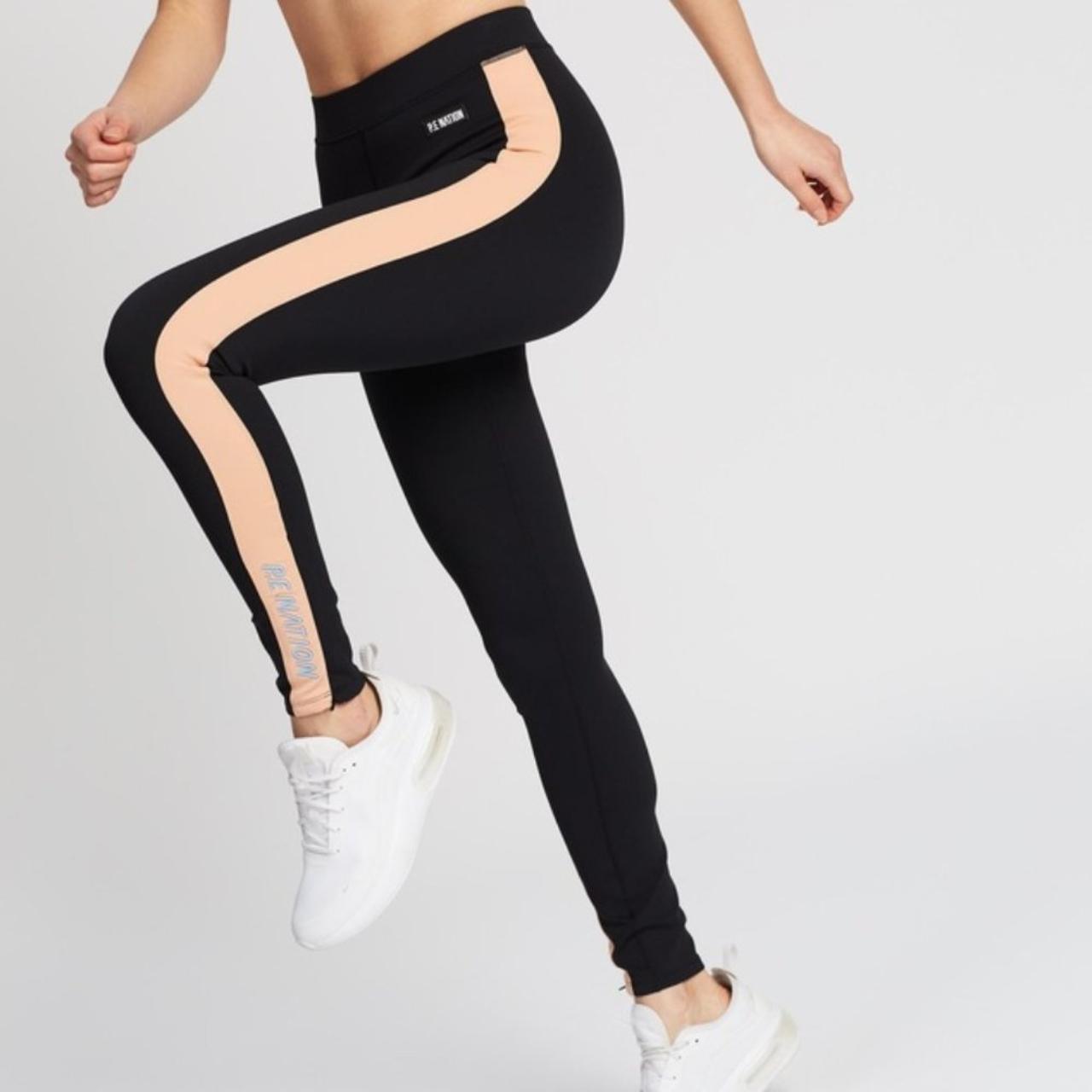 P.E NATION Exceed Drive Black Stripe Leggings Gym. Depop
