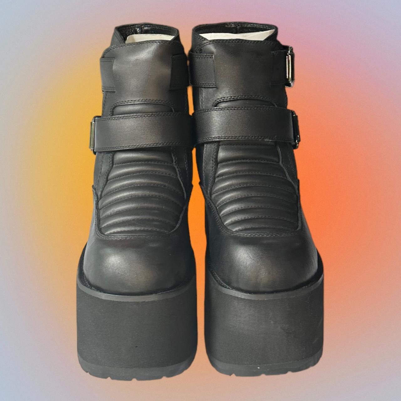 Chunky platform Unif leather moto boots new in box... - Depop