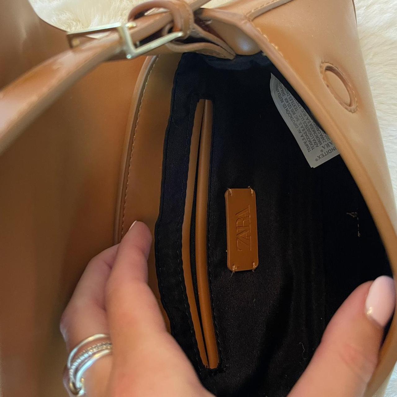 ZARA SHOULDER BACK - tan leather shoulder bag -... - Depop