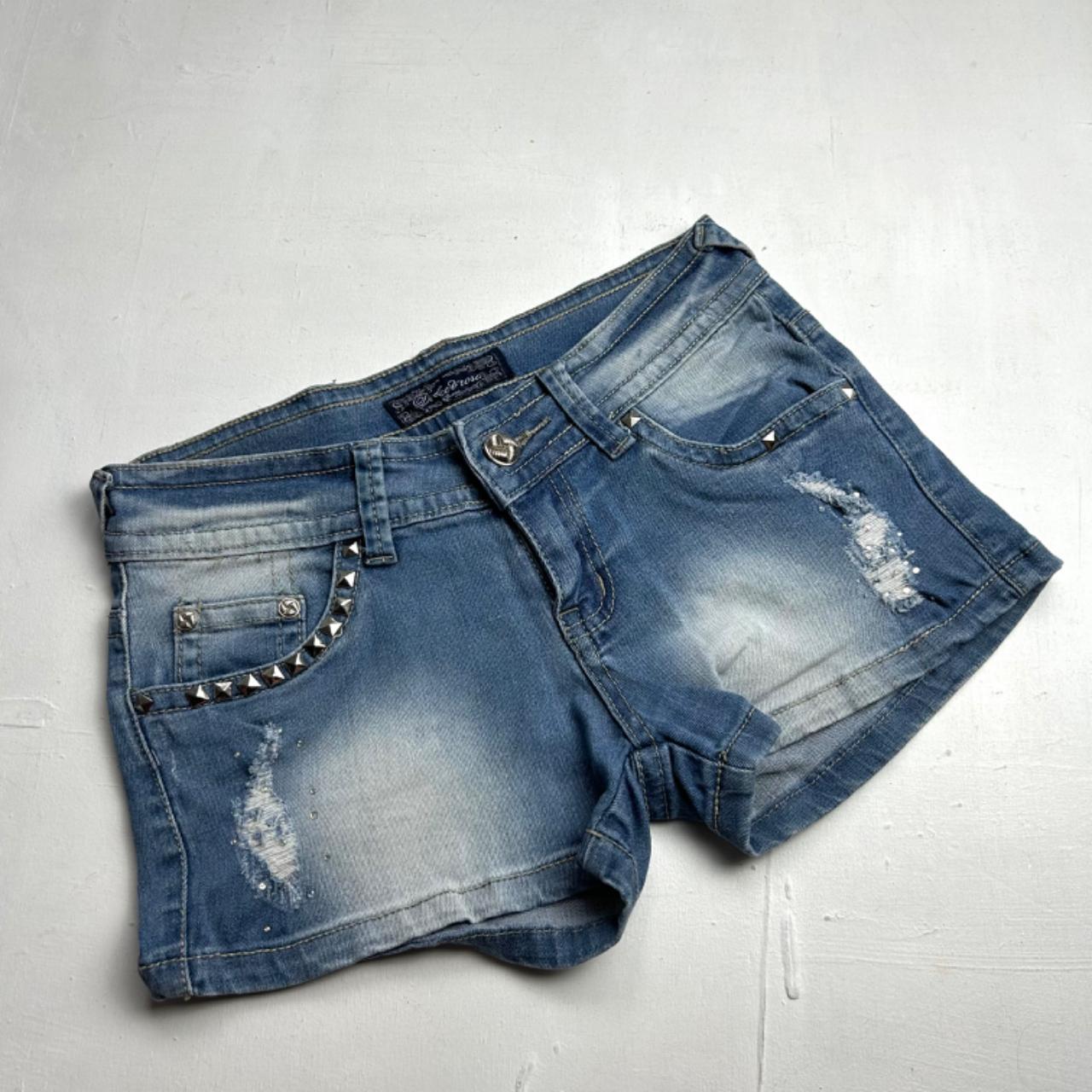 denim micro short low rise mini micro denim jean... - Depop