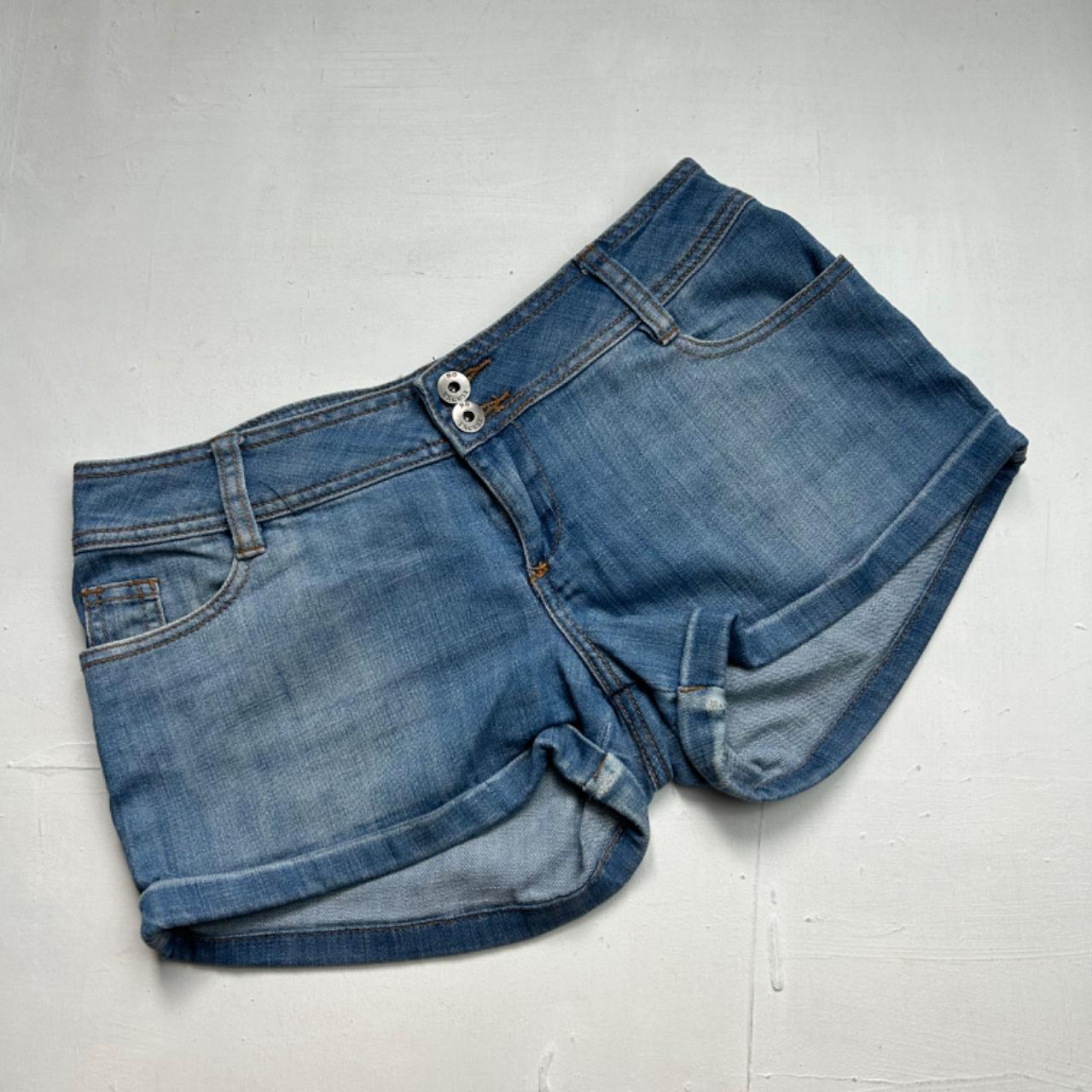 denim micro short low rise mini micro denim jean... - Depop