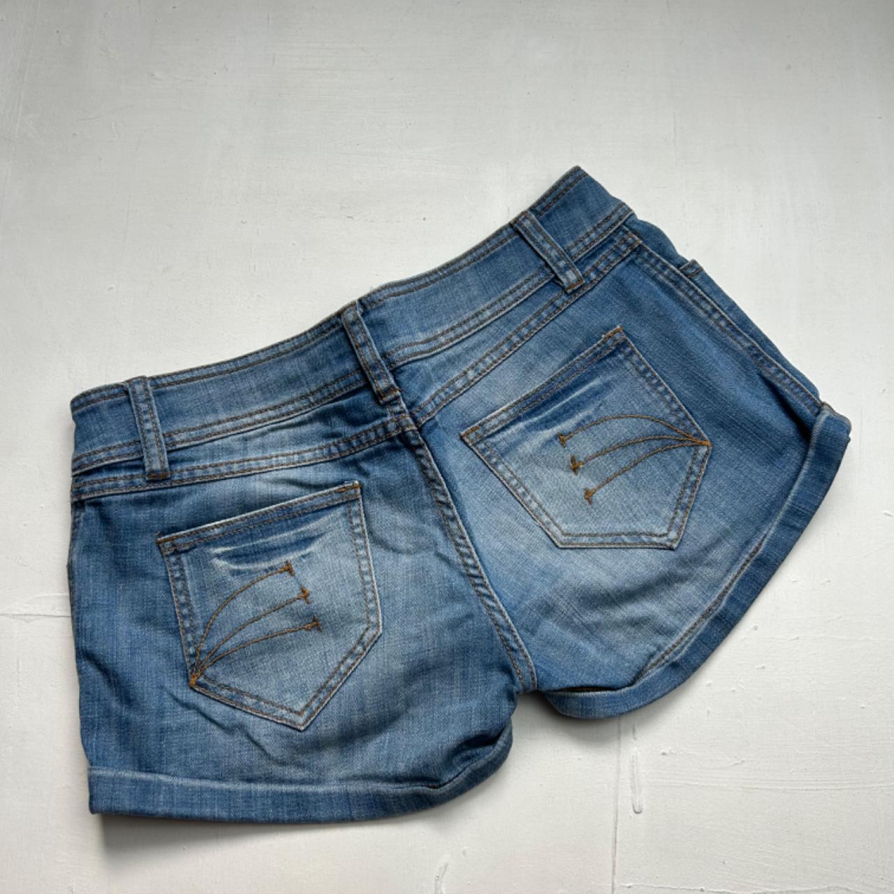 denim micro short low rise mini micro denim jean... - Depop