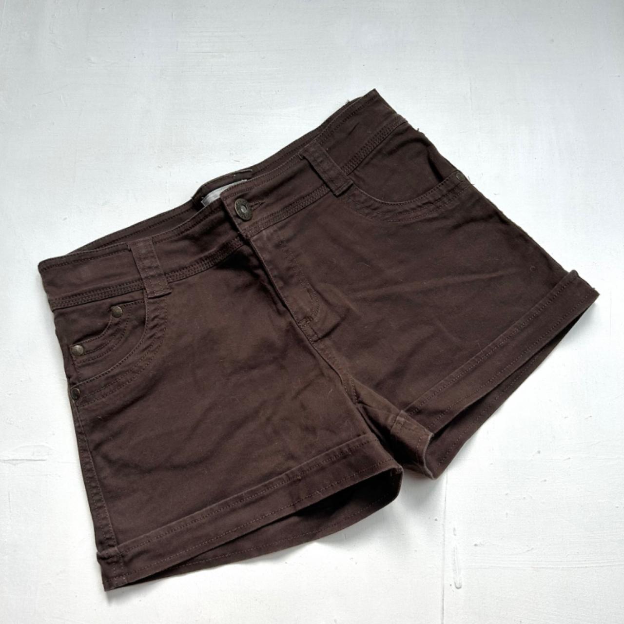 brown micro short low rise mini micro denim jean... - Depop