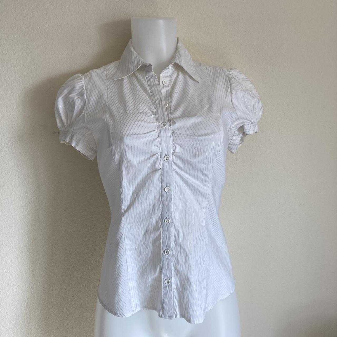 Vintage 90s y2k button up top. By BEBE. Puffy... - Depop