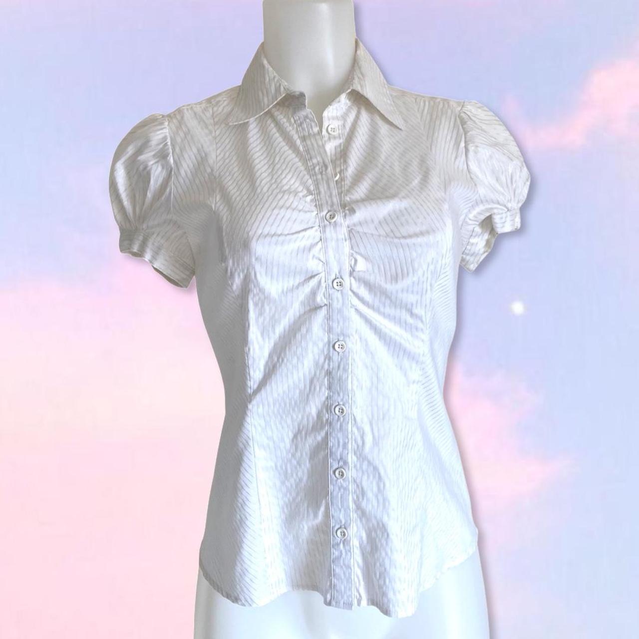 Vintage 90s y2k button up top. By BEBE. Puffy... - Depop