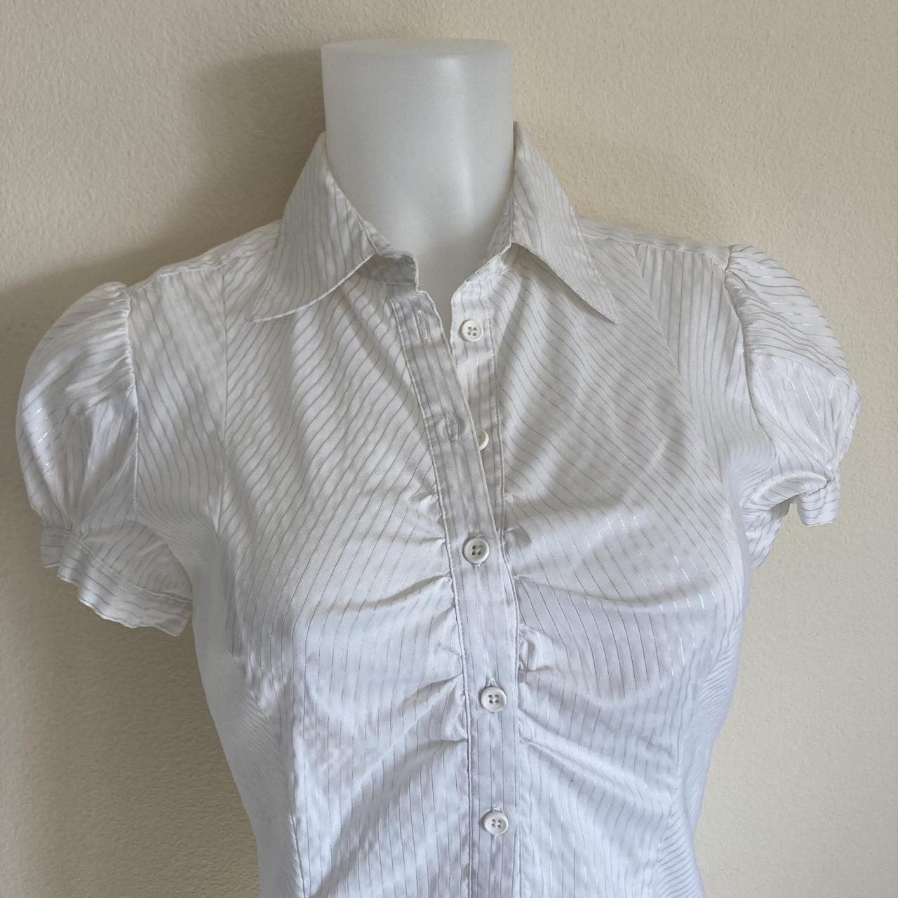 Vintage 90s y2k button up top. By BEBE. Puffy... - Depop