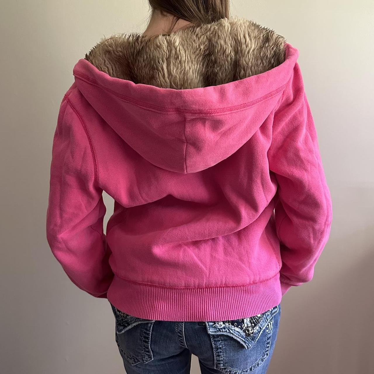 Y2k Mall Goth Pink Aéropostale hoodie Fur liner... - Depop