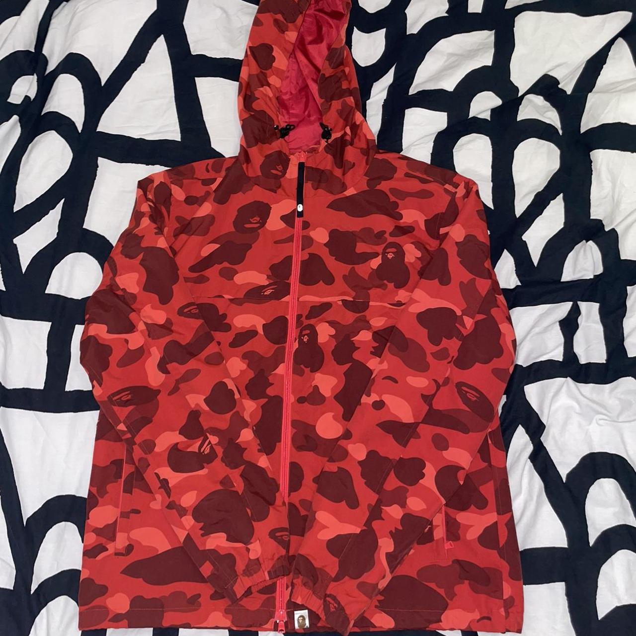 Bape Windbreaker Jacket Red Camo UK XL fits... - Depop